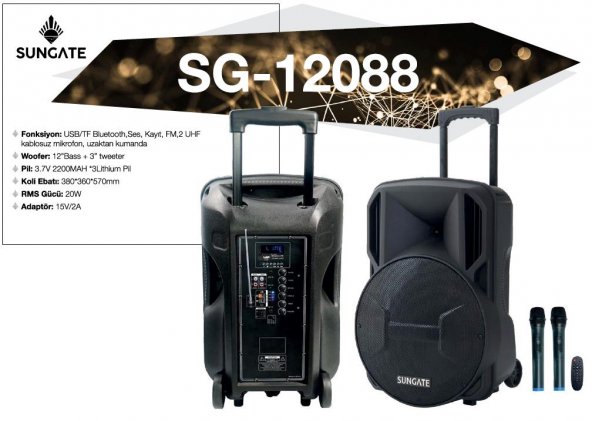 SUNGATE SG-12088 AKTİF ŞARJLI KABİN